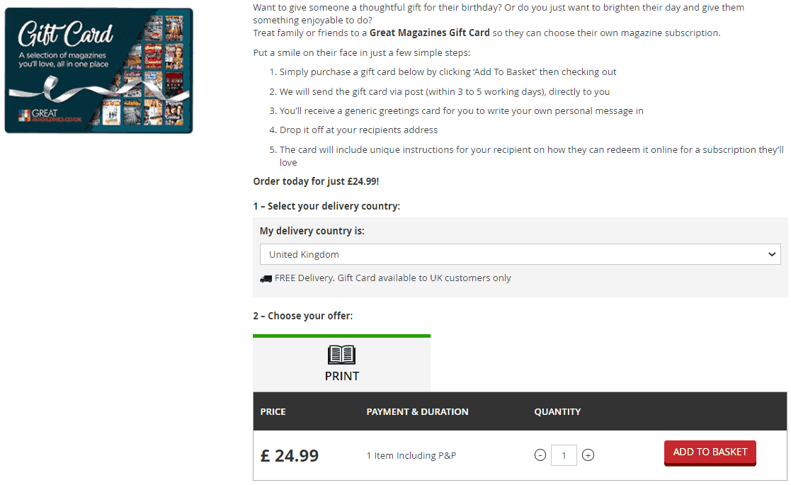 Magazine Subscription Gift Cards - Compare Magazine Gift Vouchers
