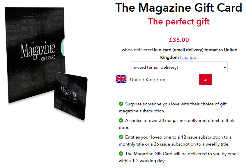 Magazine Subscription Gift Cards - Compare Magazine Gift Vouchers