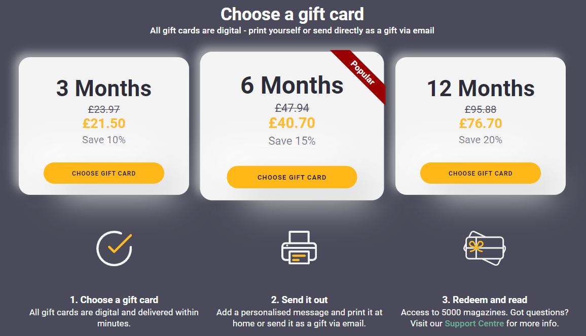 Magazine Subscription Gift Cards - Compare Magazine Gift Vouchers